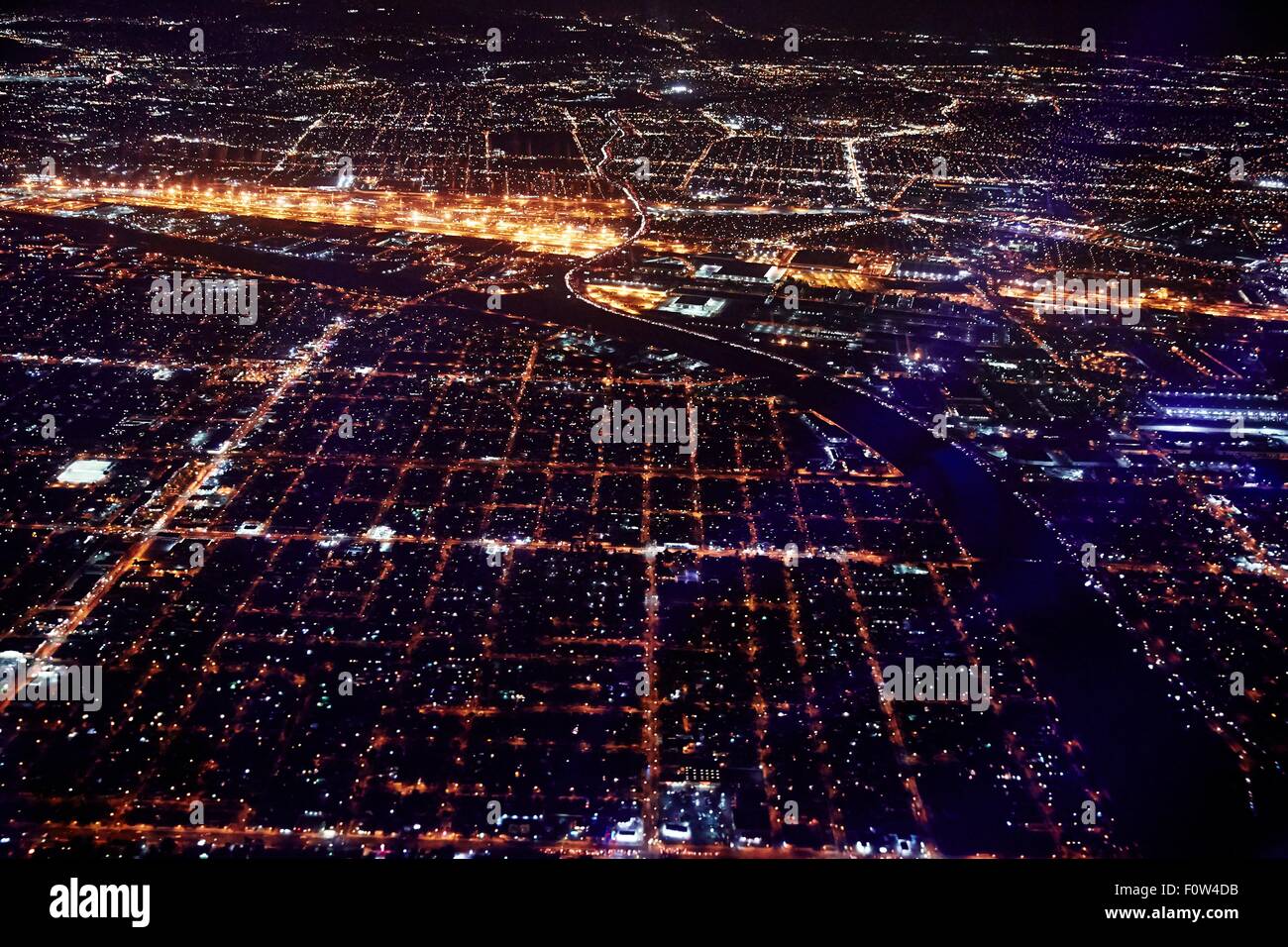 Aerial view of Brooklyn by night, New York, USA Stock Photo - Alamy