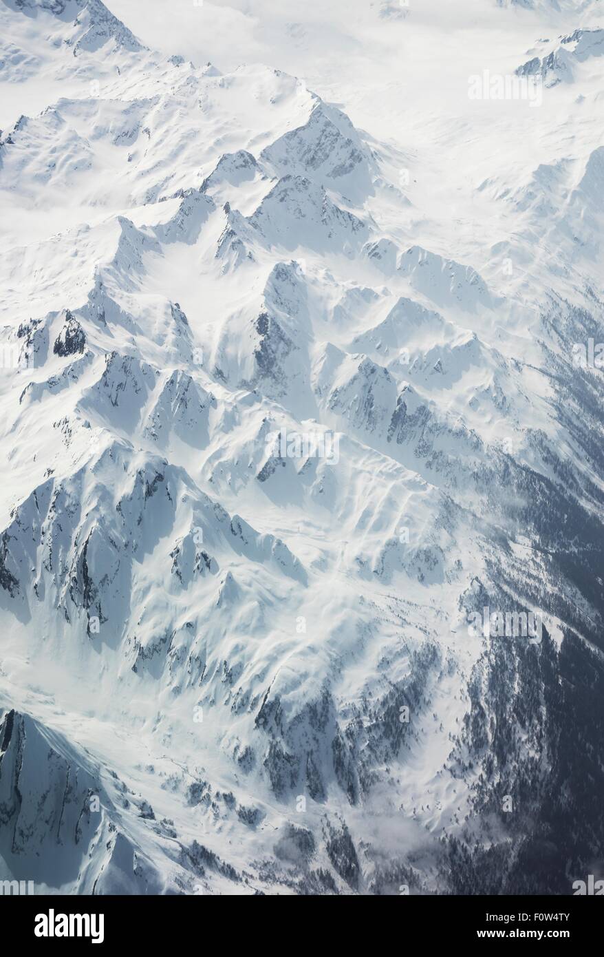 Aerial view of snow covered mountains, Swiss Alps, Switzerland Stock ...