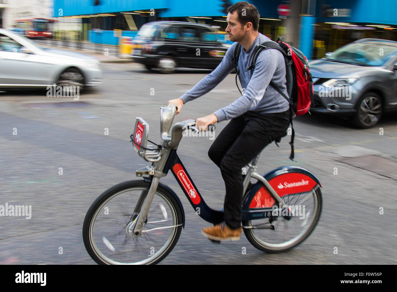 Transport For London's cycle hire scheme, sponsored by Sanatander ...