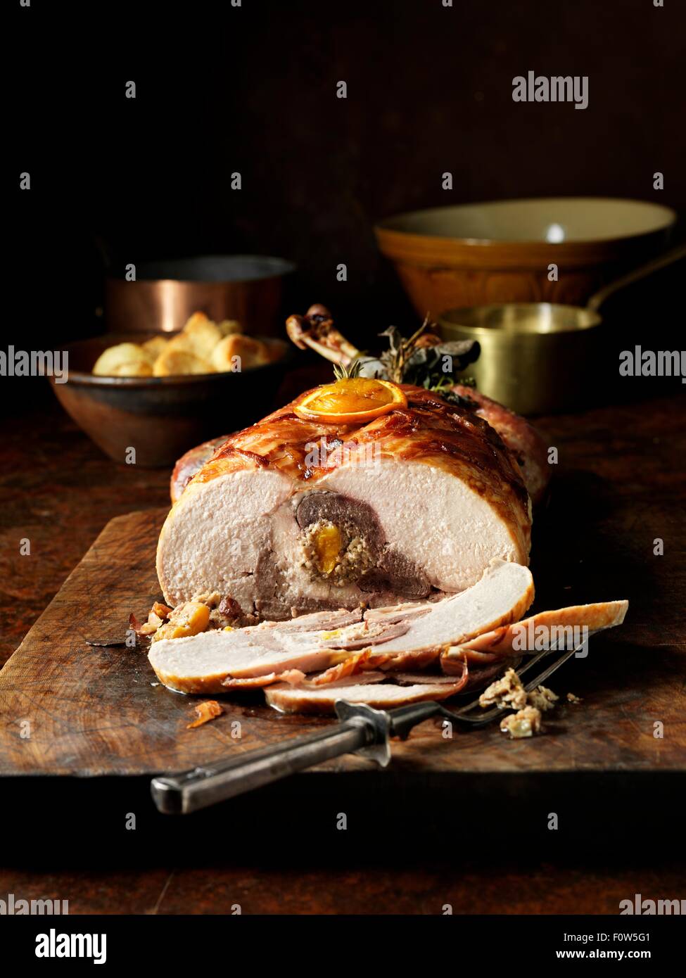 Carved four bird roast Stock Photo - Alamy