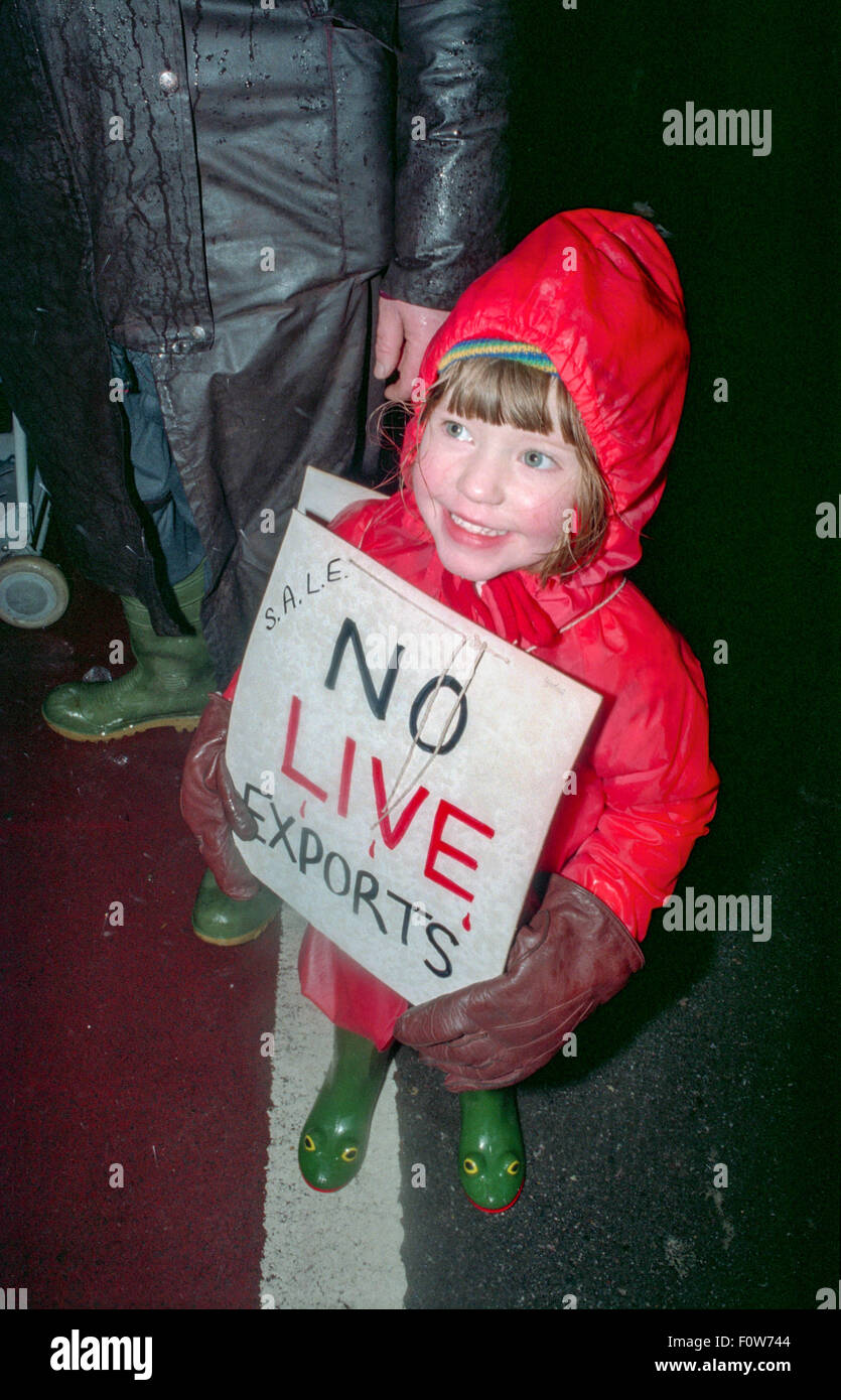 Live animal export protests at Shoreham Harbour in West Sussex Stock ...