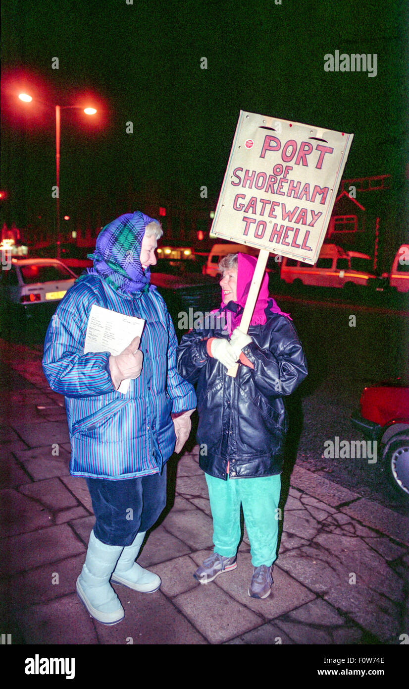 Live animal export protests at Shoreham Harbour in West Sussex Stock ...