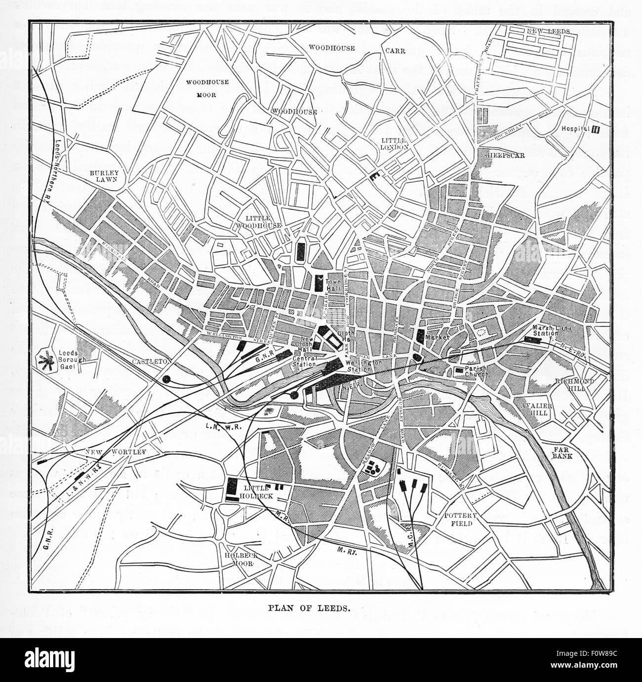 Victorian Map of Leeds, England Engraving, Circa 1840 Stock Photo - Alamy