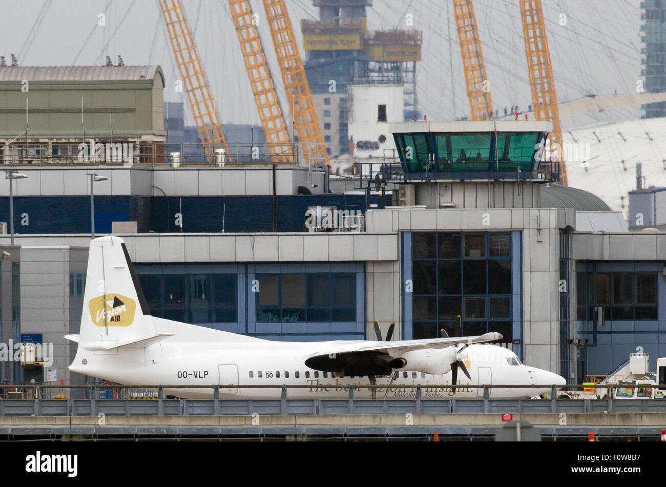 A Vizion Air Fokker F50 registration OO-VLP at London City Airport LCY ...