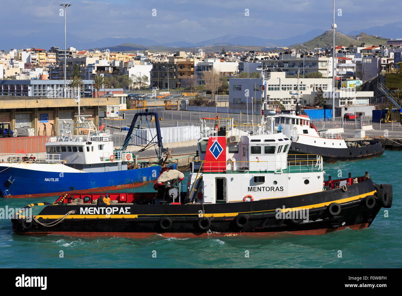 Tugboat, Port of Heraklion, Island of Crete, Greece, Europe Stock Photo - Alamy