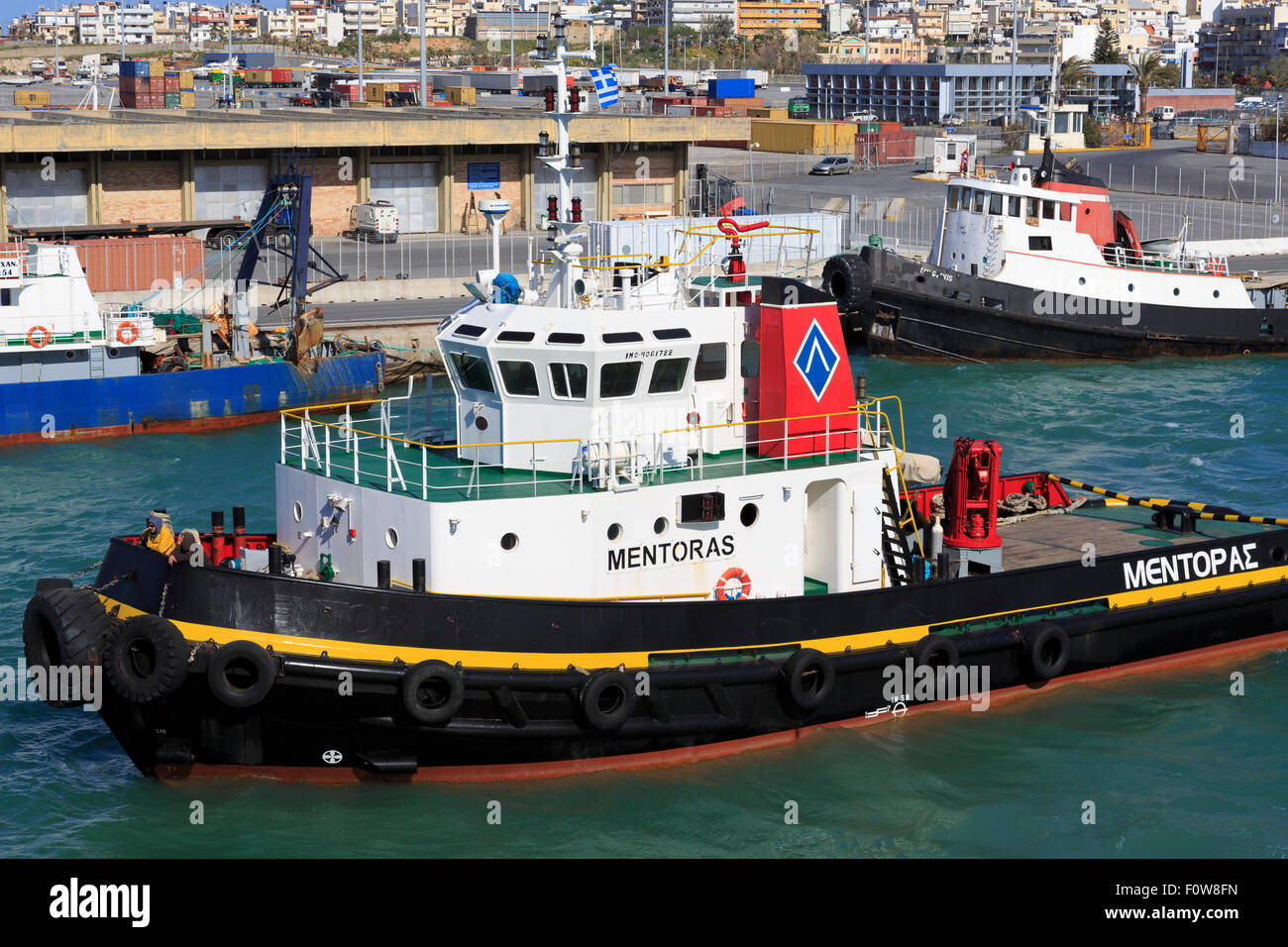 Tugboat, Port of Heraklion, Island of Crete, Greece, Europe Stock Photo - Alamy