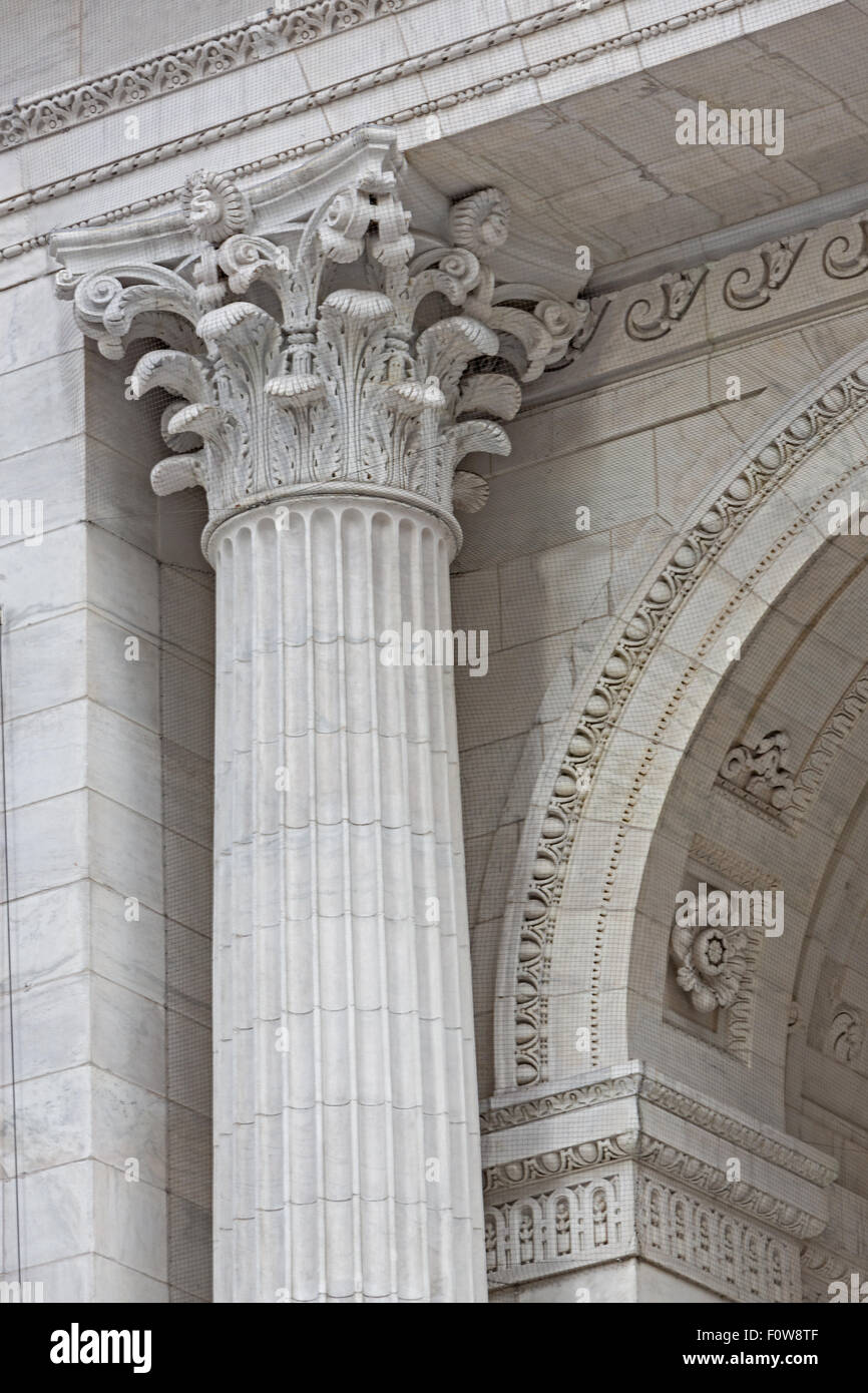 Detail of a Corinthian Column that adorns the entrance of the Stephen A ...