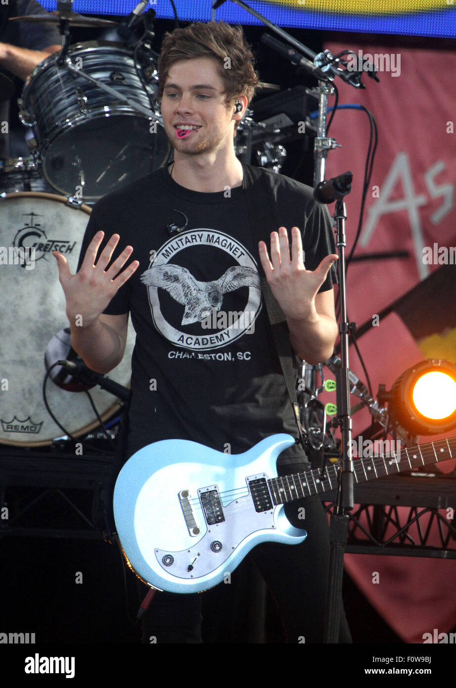 New York, USA. 21st Aug, 2015. Musician LUKE HEMMINGS from the band 5 ...