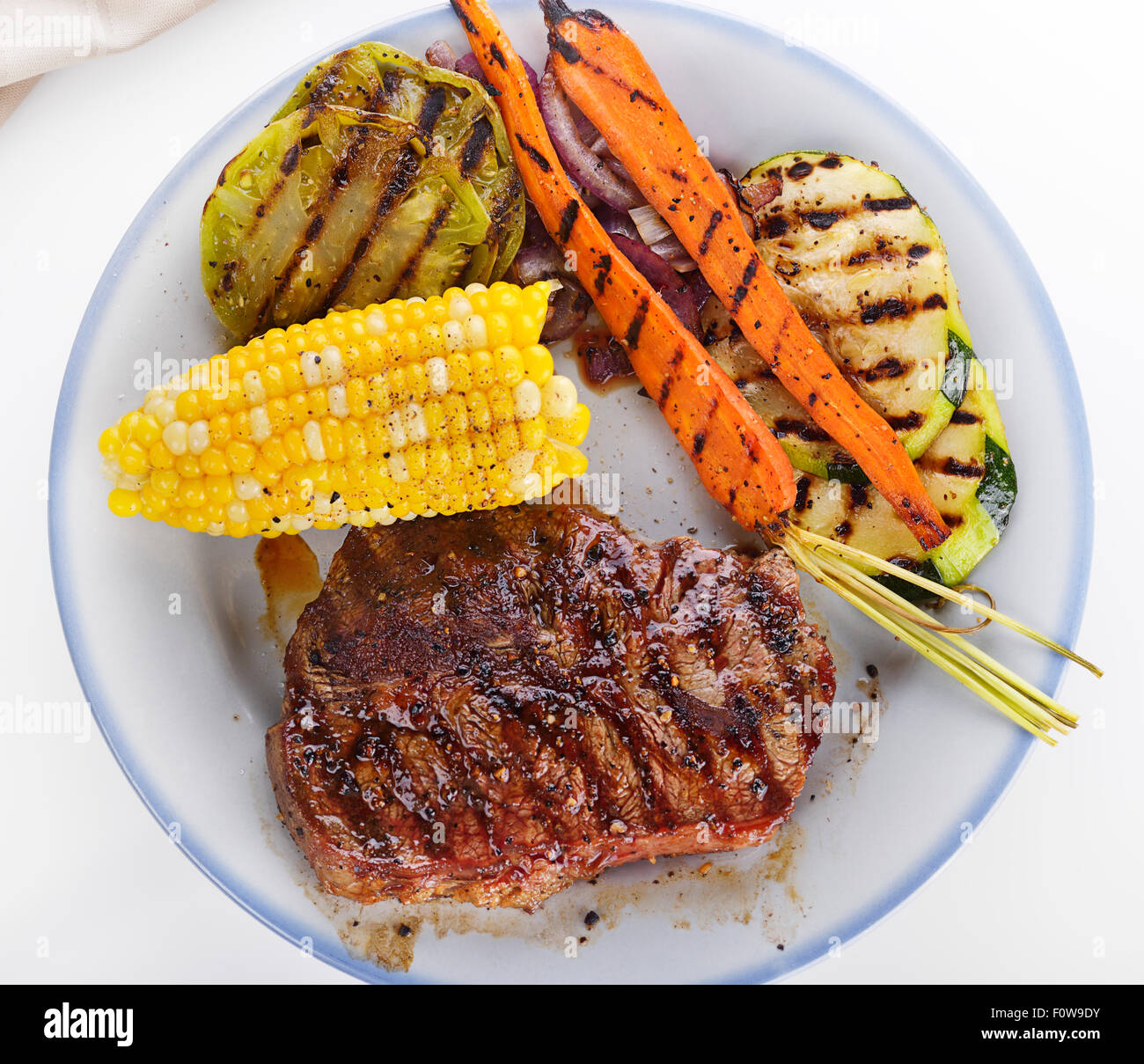 Beef Steak with Grilled Vegetables Stock Photo - Alamy