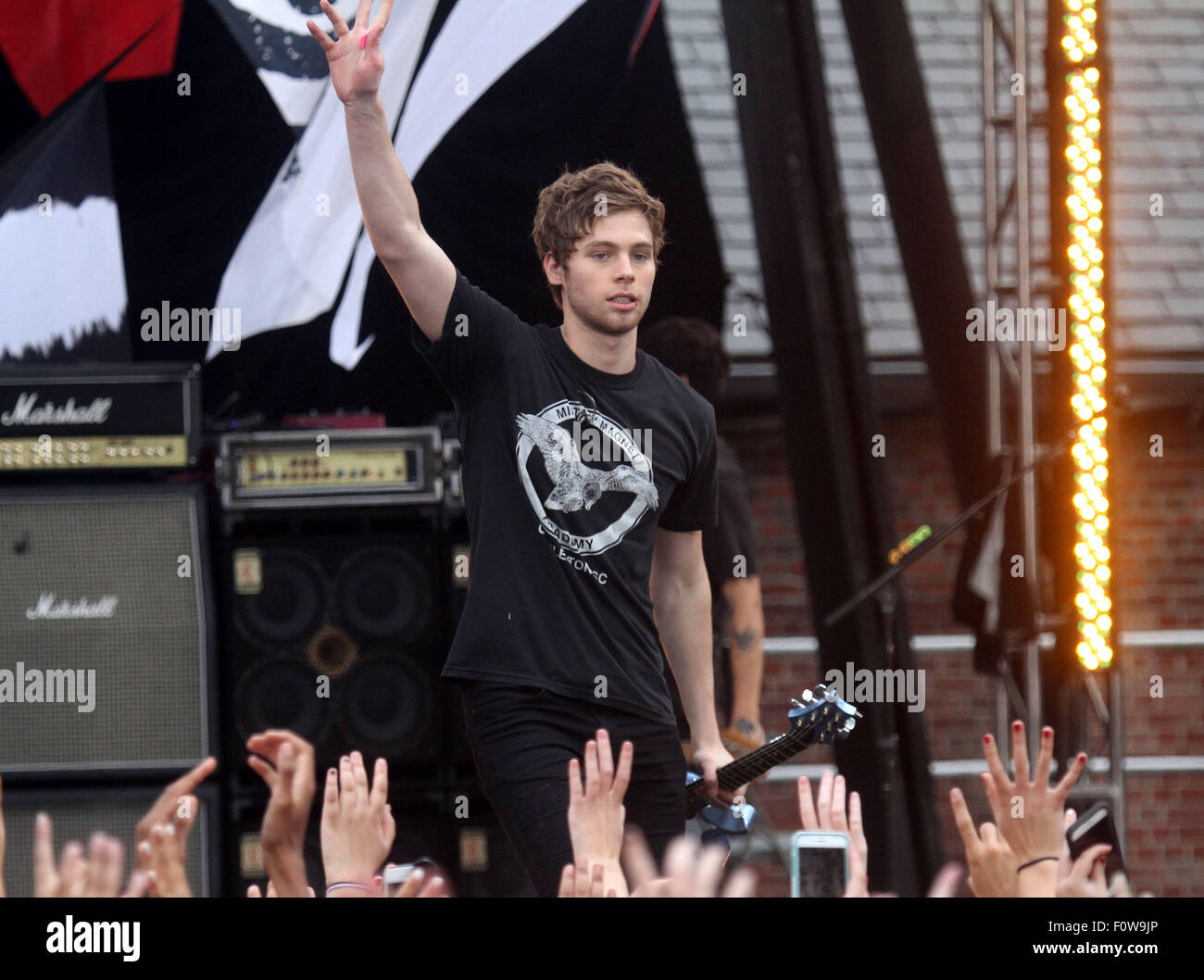 New York, USA. 21st Aug, 2015. Musician LUKE HEMMINGS from the band 5 ...