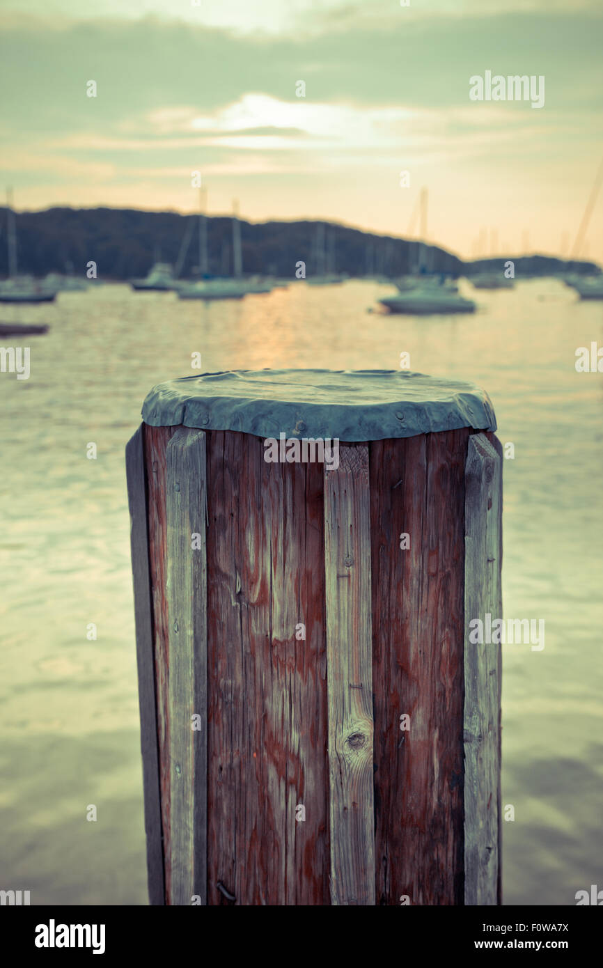 Pier post piling with vintage effect Stock Photo - Alamy
