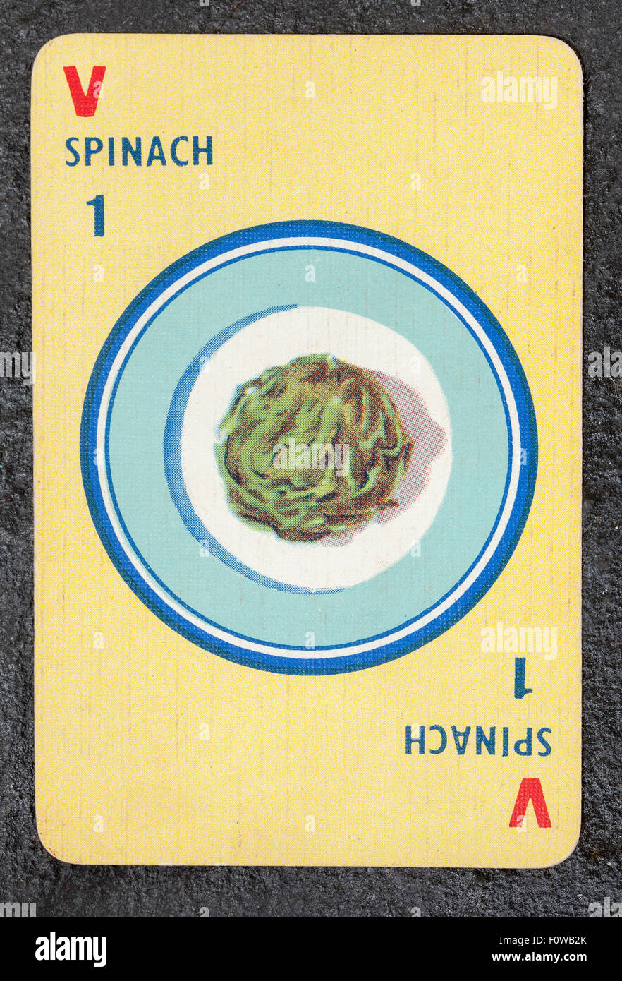 Spinach Playing Card from a vintage pack of Menuette Stock Photo - Alamy