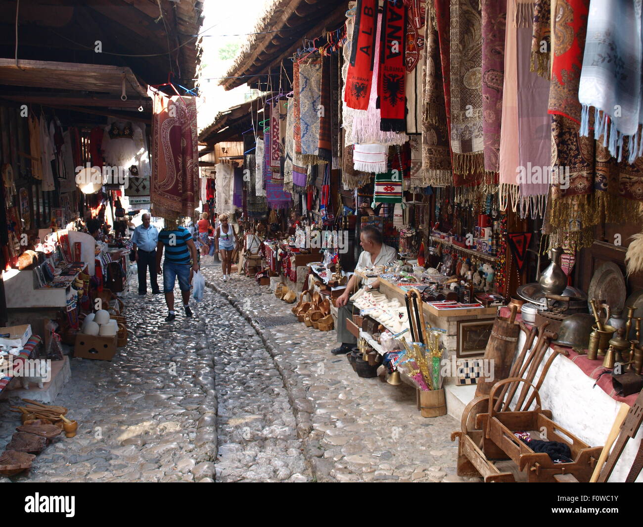 Albania, Kruja . "Turkish Bazaar" on the road to the castle Stock Photo ...