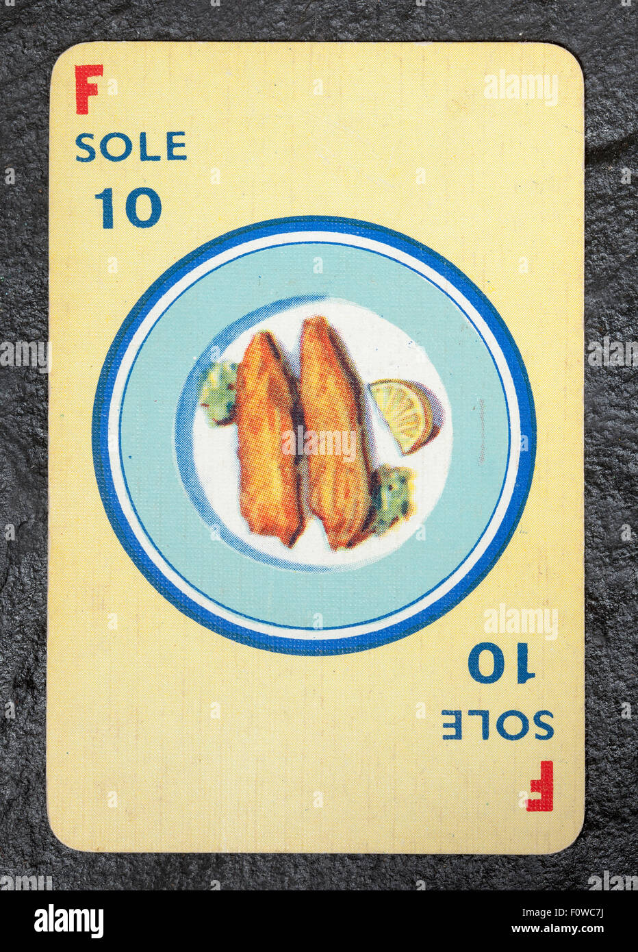 Sole Fish Playing Card from a vintage pack of Menuette Stock Photo - Alamy