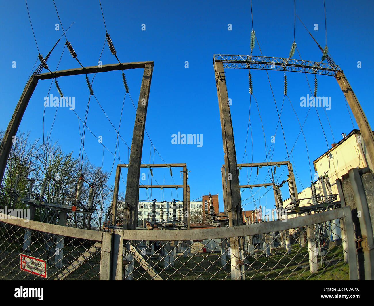 Russian power station with wide angle fisheye lens view Stock Photo - Alamy