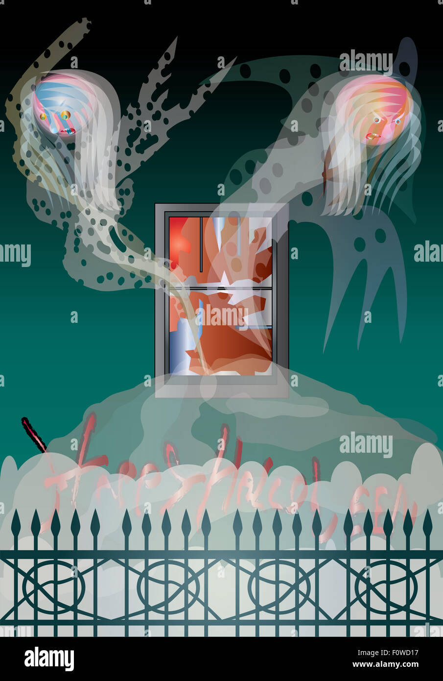 Spooky ghost window illustration hi-res stock photography and images ...