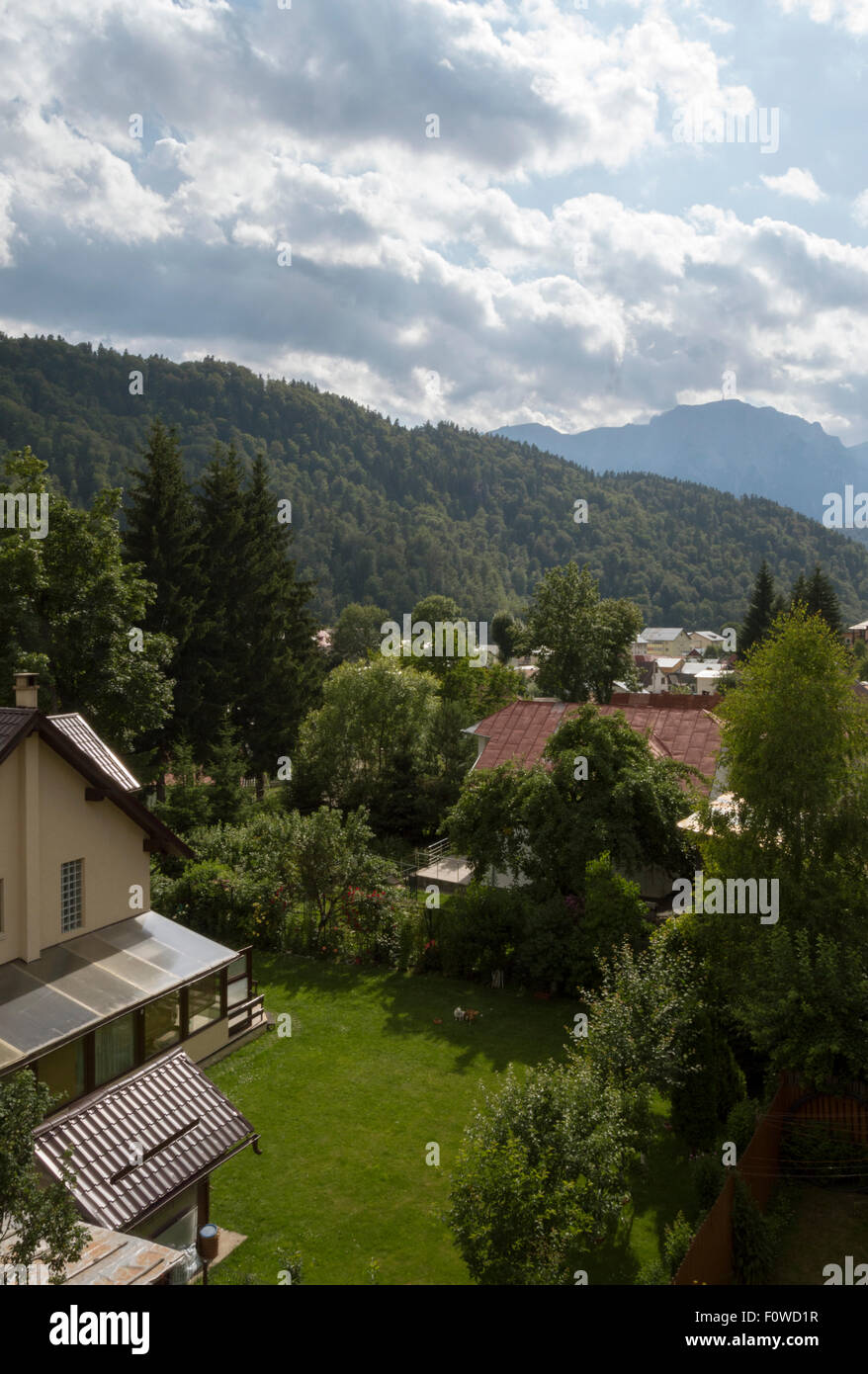 Beautiful backyard with view towards the mountains Stock Photo - Alamy
