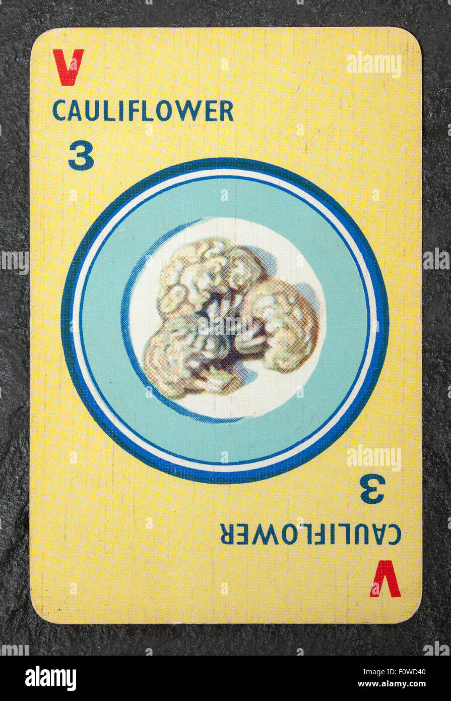 Cauliflower Playing Card from a vintage pack of Menuette Stock Photo ...