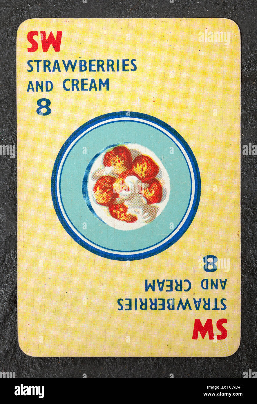Strawberries and Cream Playing Card from a vintage pack of Menuette ...
