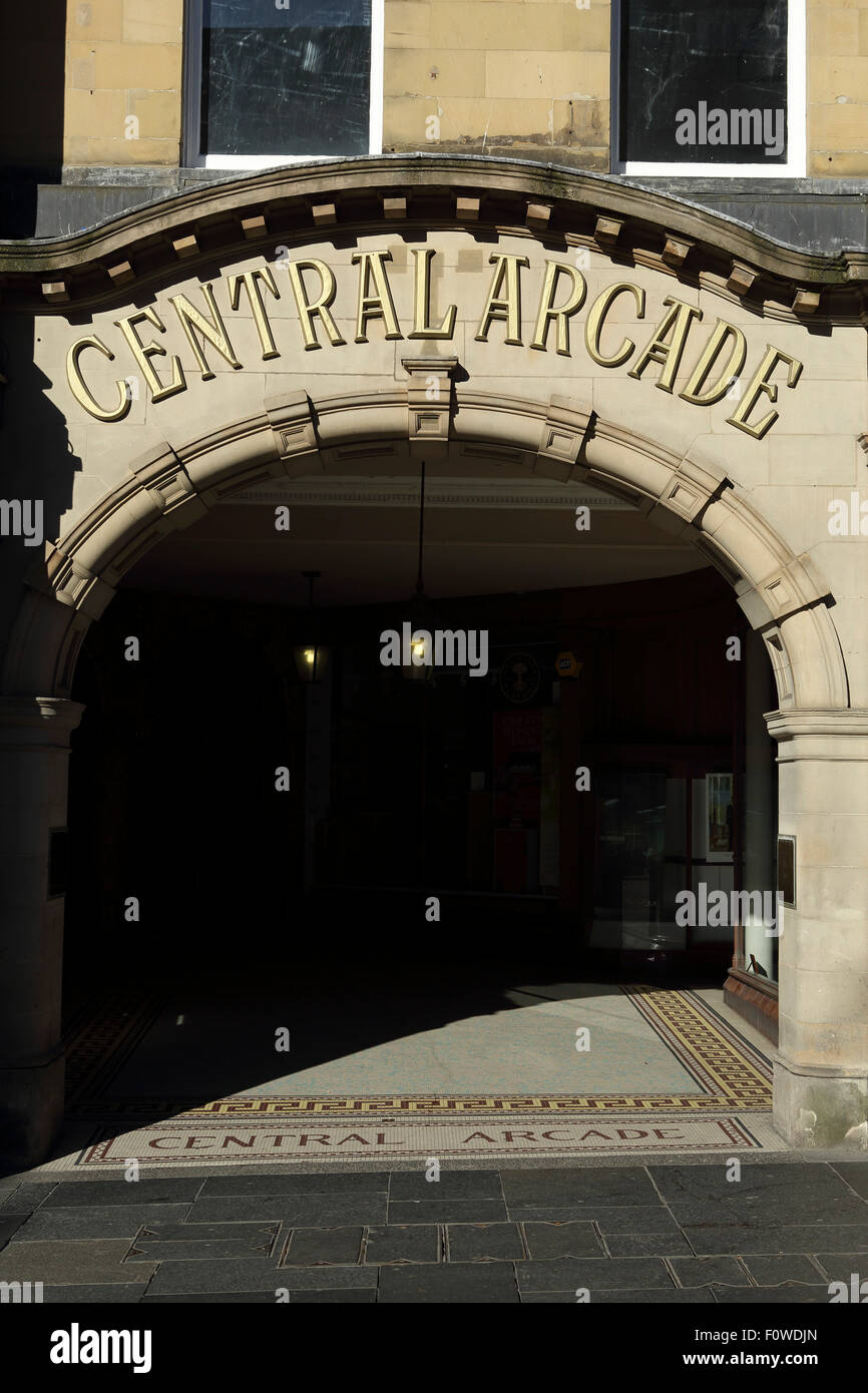 Entrance to the Central Arcade in Newcastle-upon-Tyne, England. The ...
