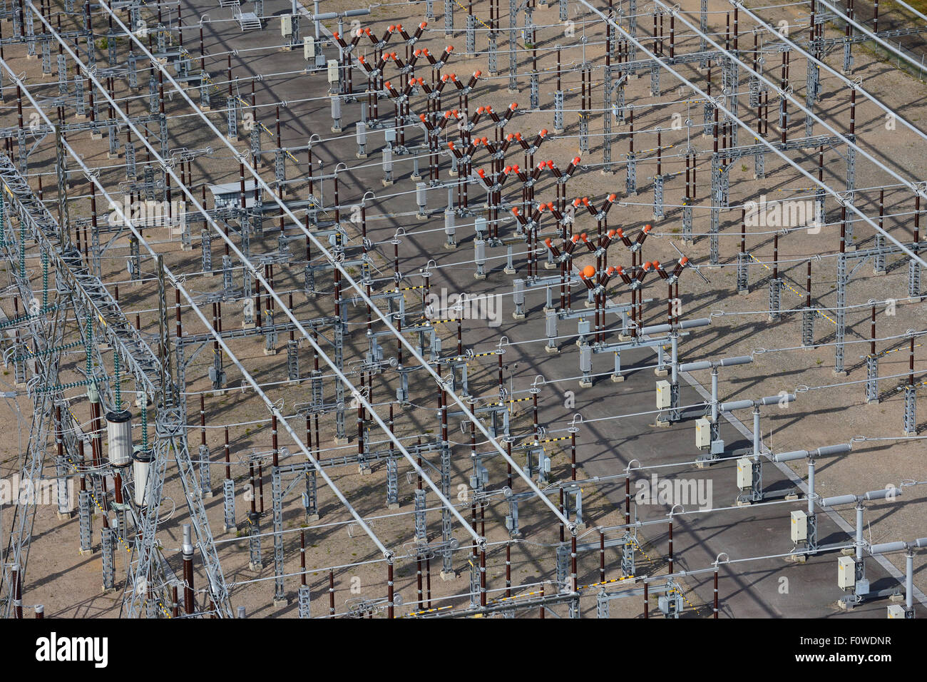 Aerial view of transformers, Porjus Hydroelectric Power Station ...