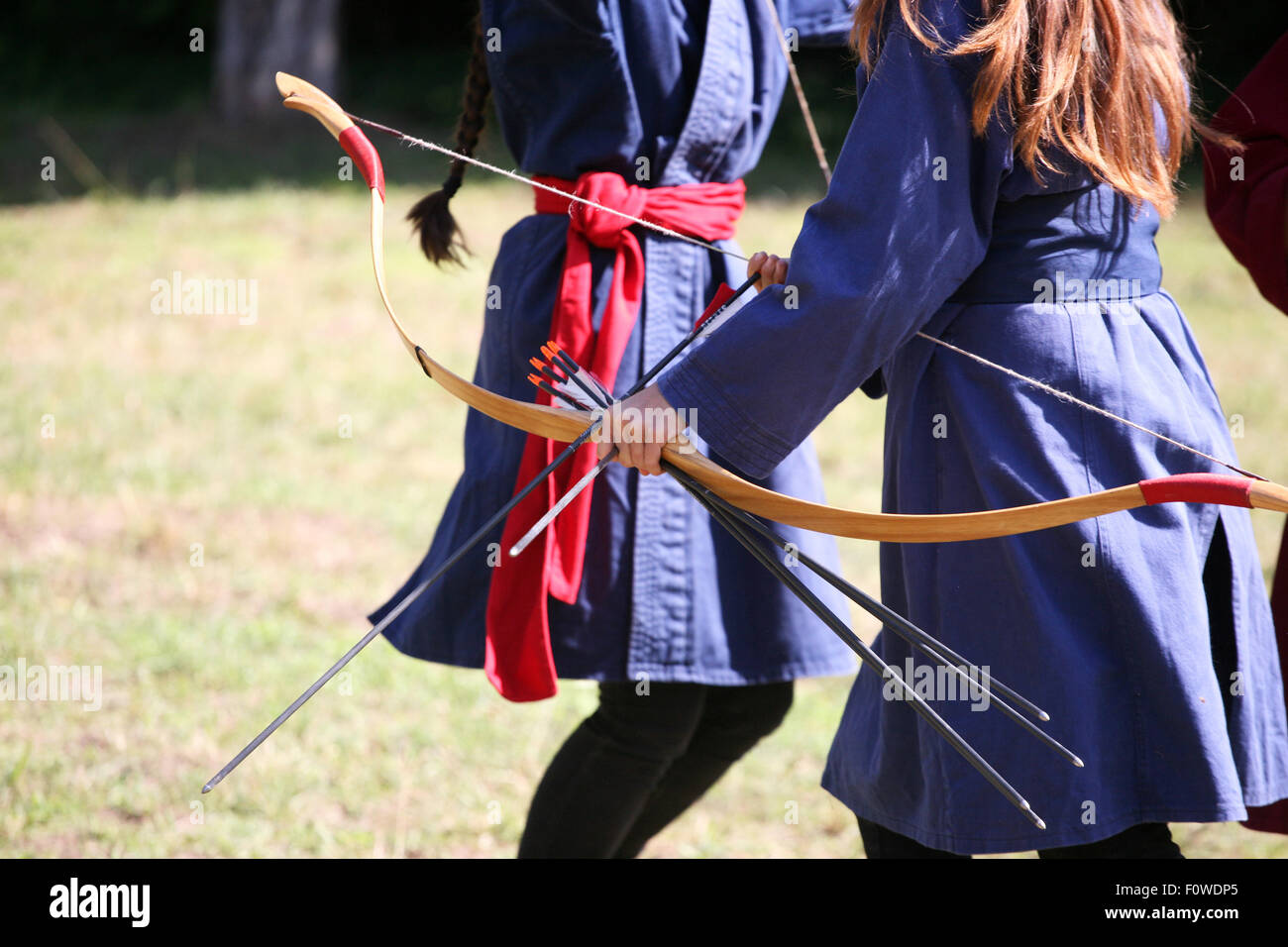 Unknown warrior girls on a historical medieval combat show Stock Photo ...