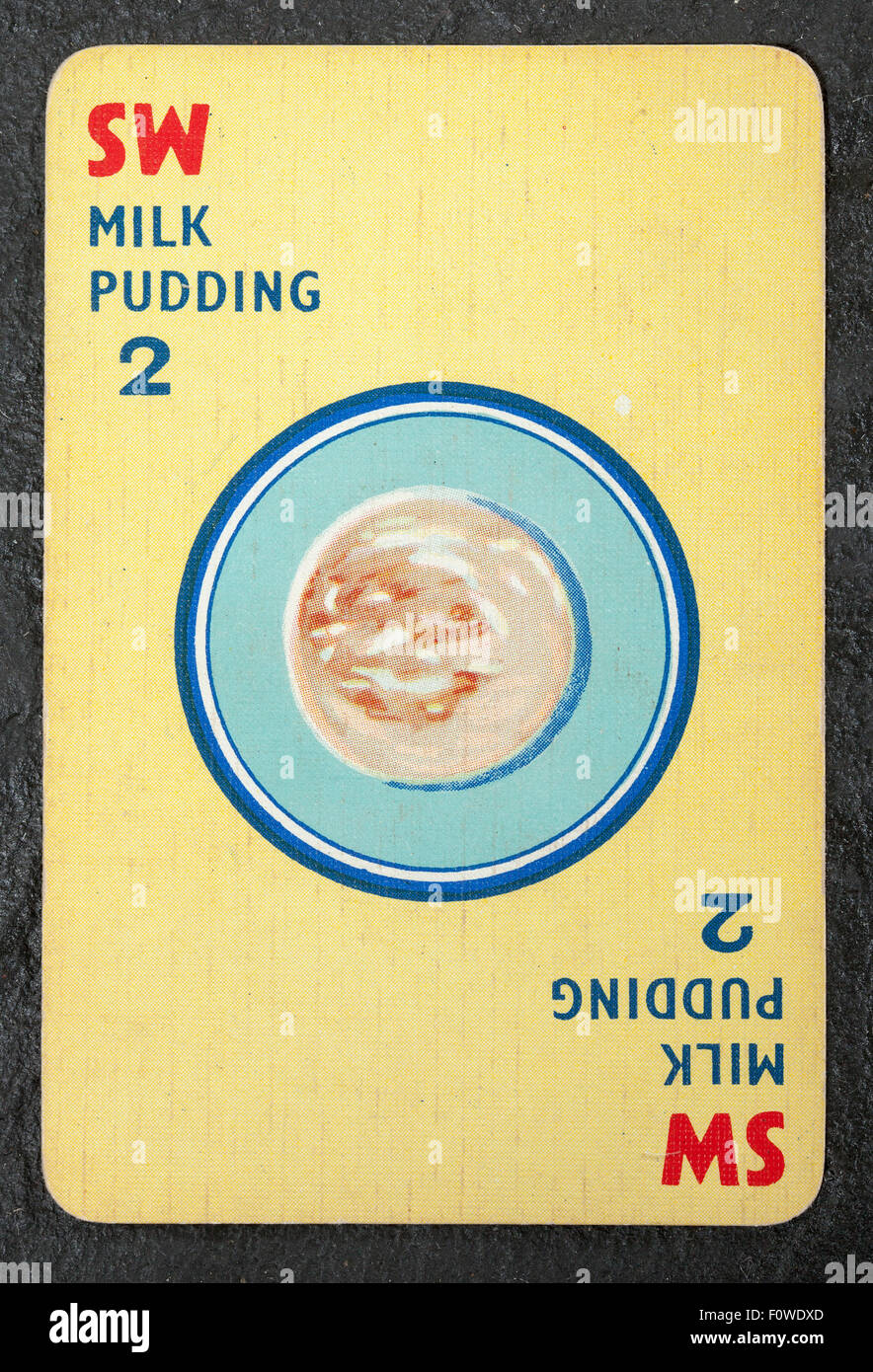 Milk Pudding Playing Card from a vintage pack of Menuette Stock Photo ...