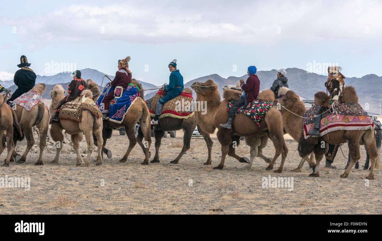 The camel racers, Eagle Festival, Olgii, Western Mongolia Stock Photo ...