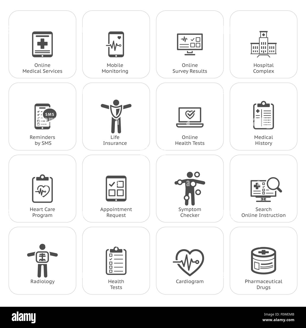 Medical & Health Care Icons Set. Flat Design. Isolated Stock Photo - Alamy