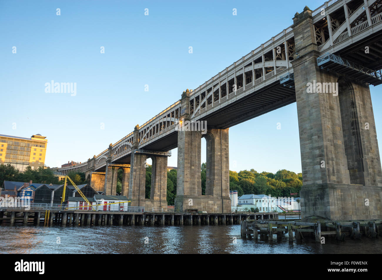 The High Level Bridge. Bus and rail bridge that spans the River Tyne ...