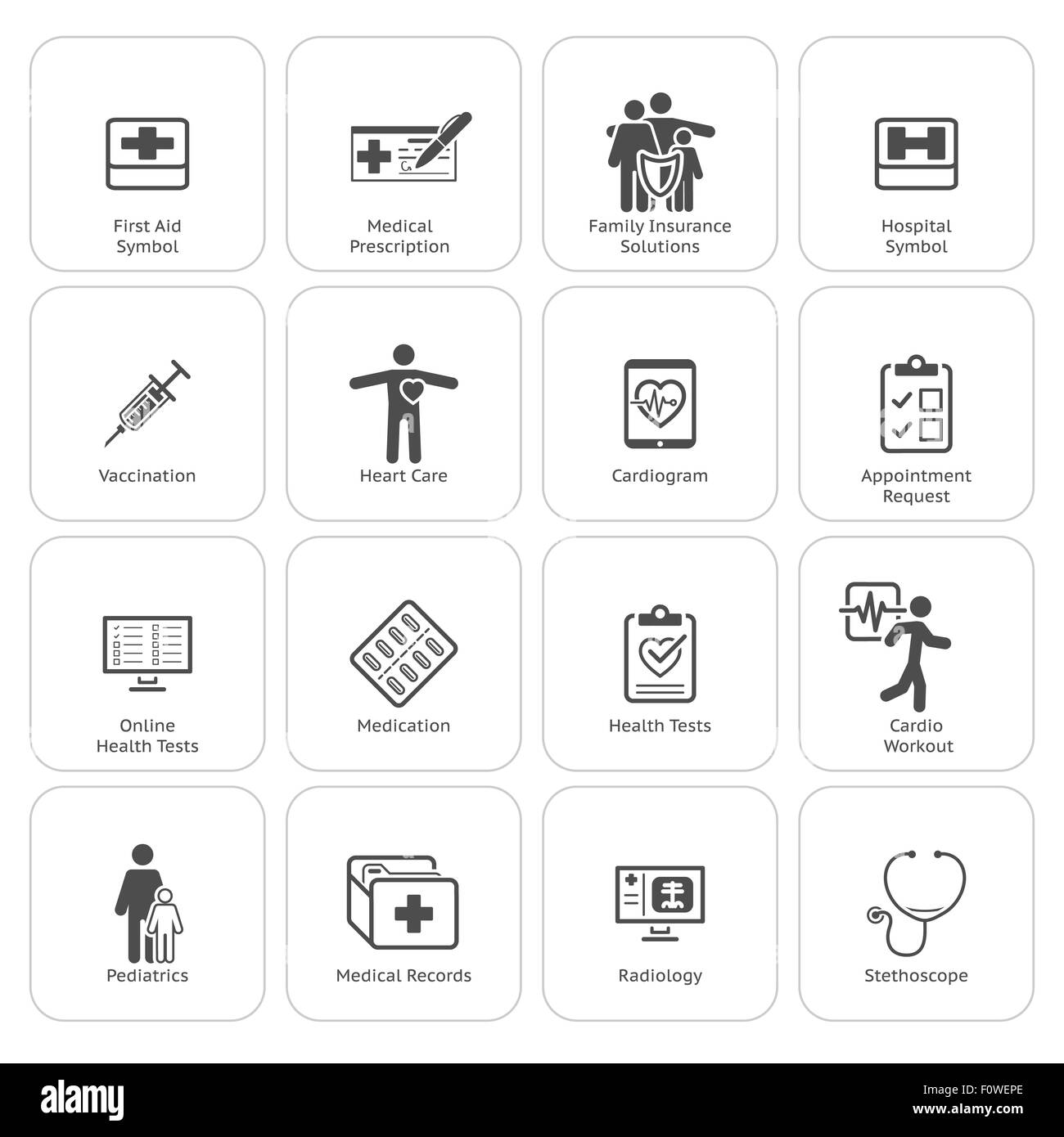Medical & Health Care Icons Set. Flat Design. Isolated Stock Photo - Alamy