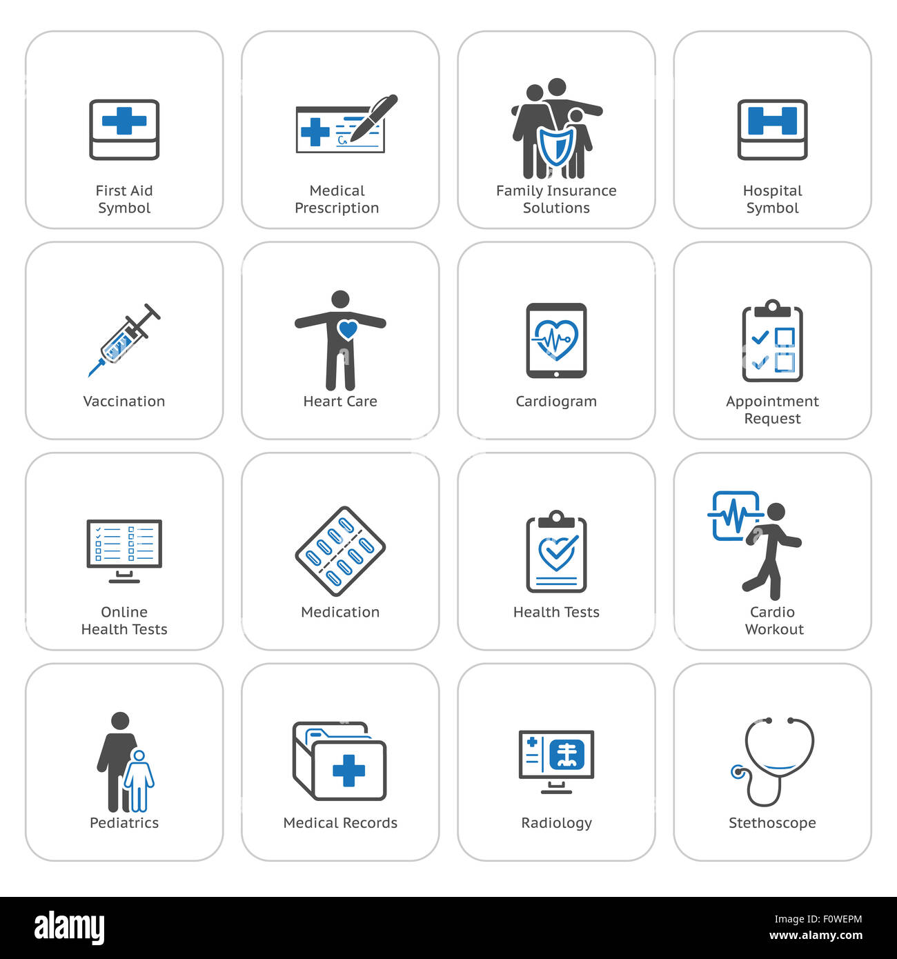 Medical & Health Care Icons Set. Flat Design. Isolated Stock Photo - Alamy
