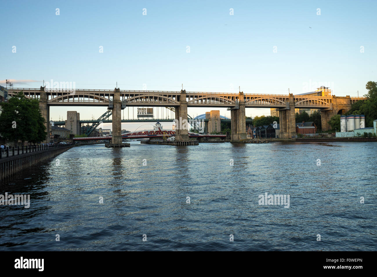 The High Level Bridge. Bus and rail bridge that spans the River Tyne ...