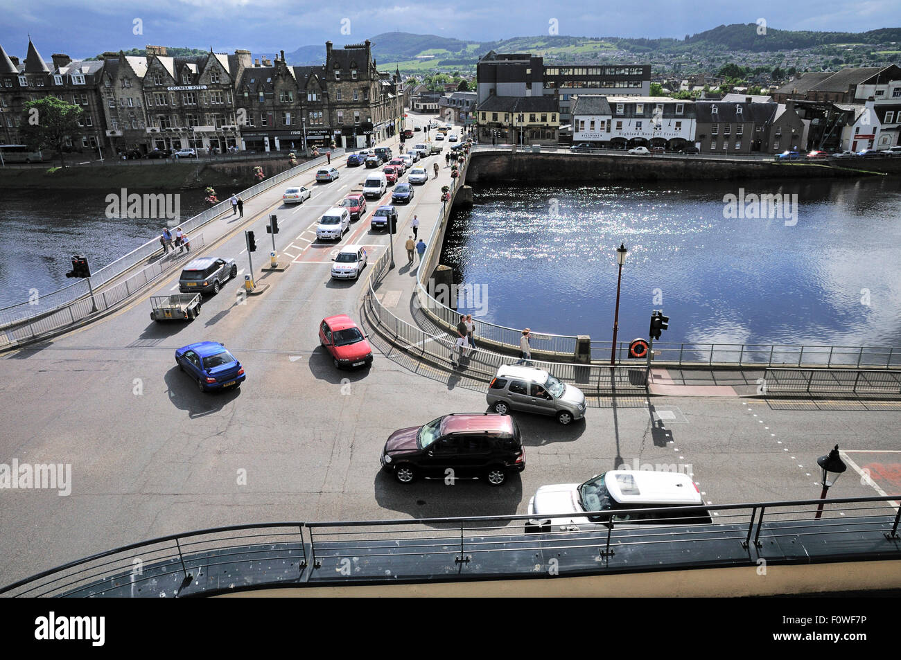 Bridge crossing the Ness River which flows through the center of ...