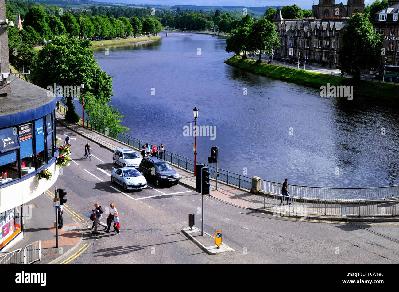 The Ness River flows through the main downtown section of Inverness ...