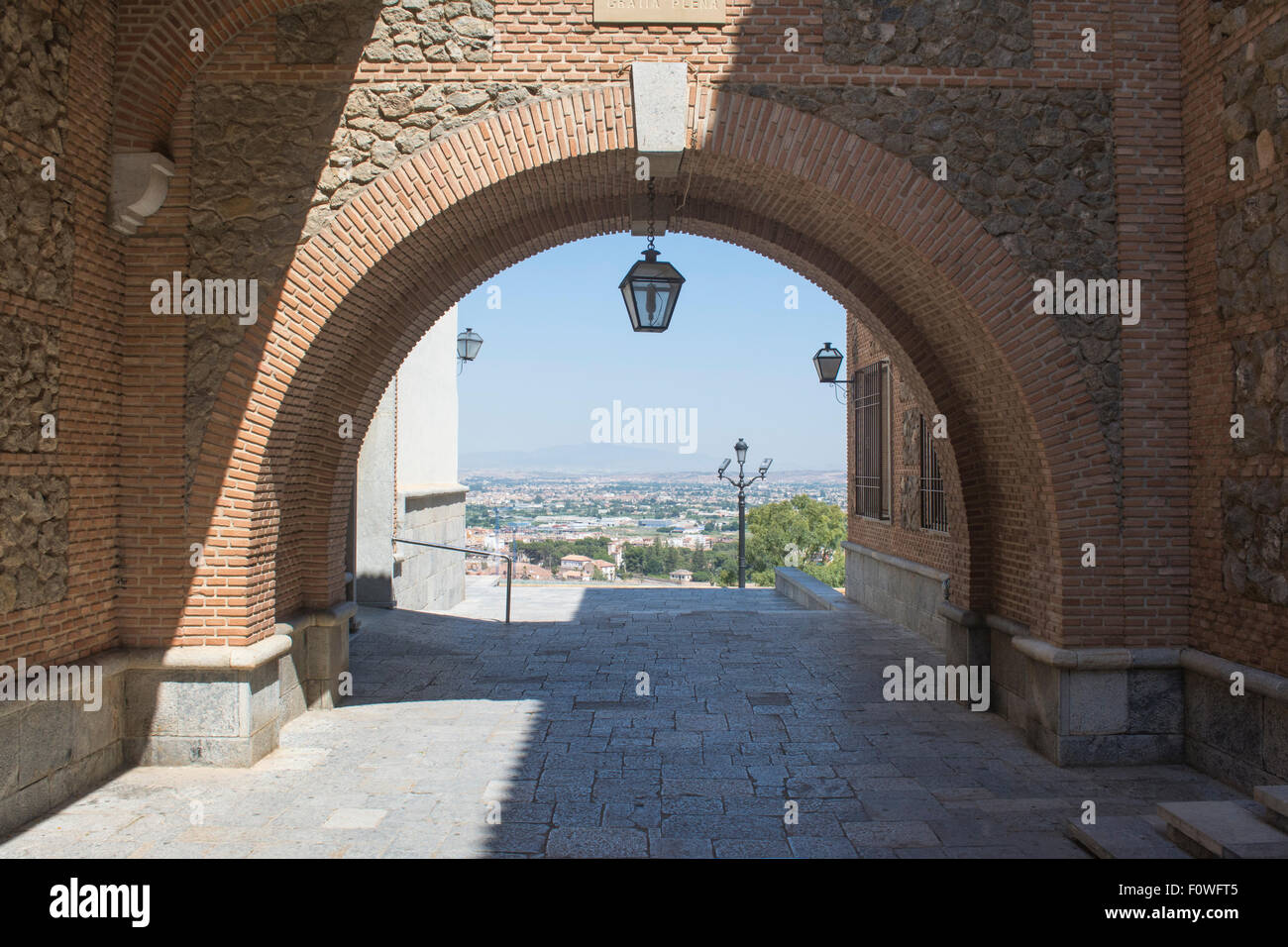 View of Murcia City through the arch at the Church of Santuario de la ...