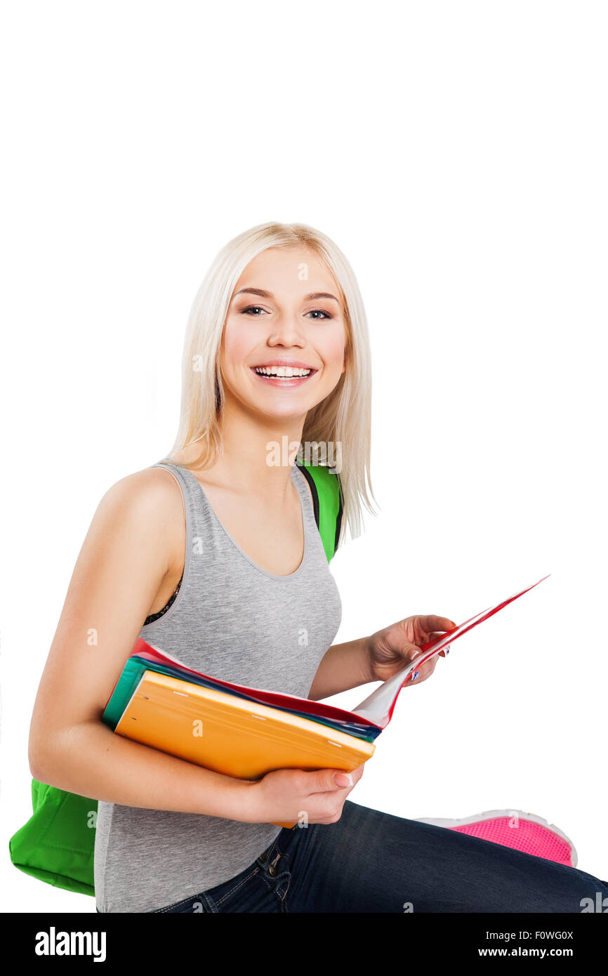 Nice female student smiling and looking at camera Stock Photo - Alamy