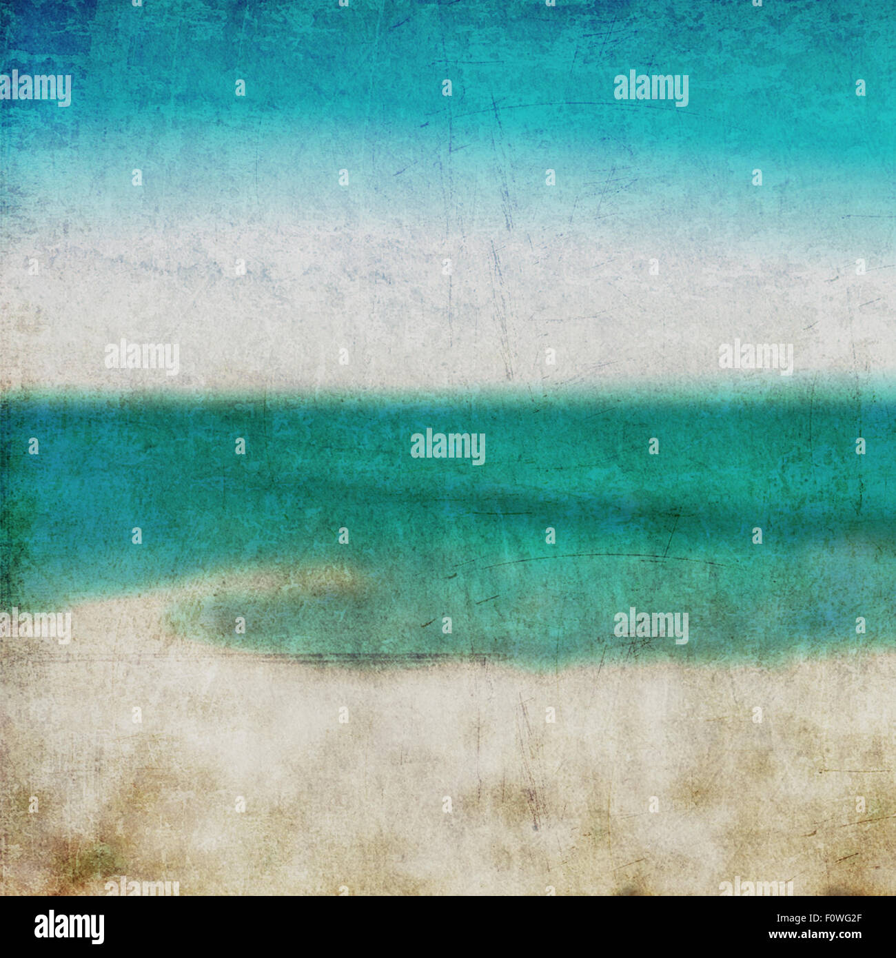 Abstract background. Golden sand beach with blue ocean and cloudscape ...