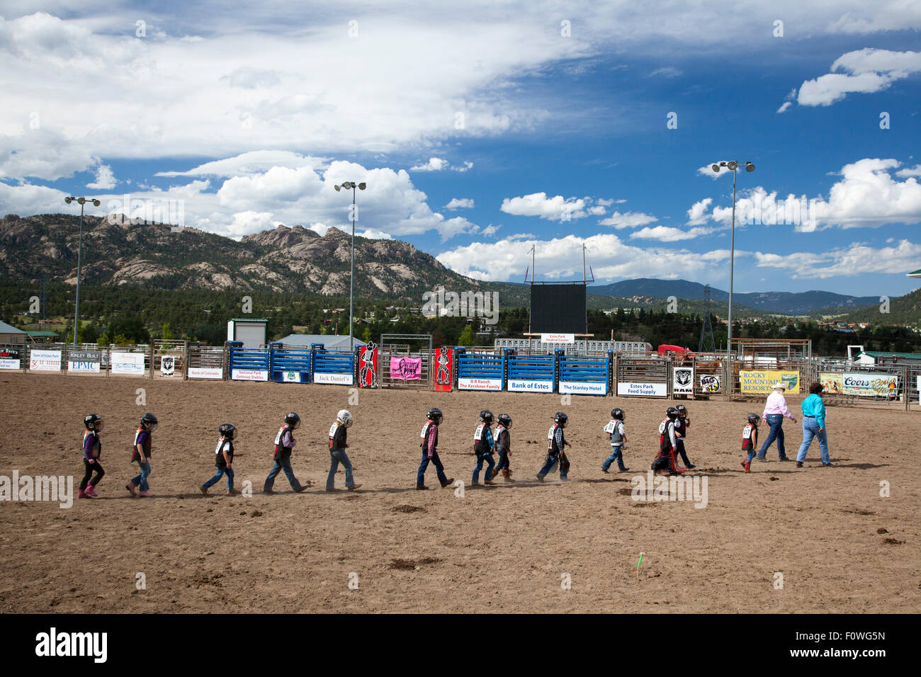 Estes Park, Colorado - Children ages 5-8 cross an arena as they prepare ...