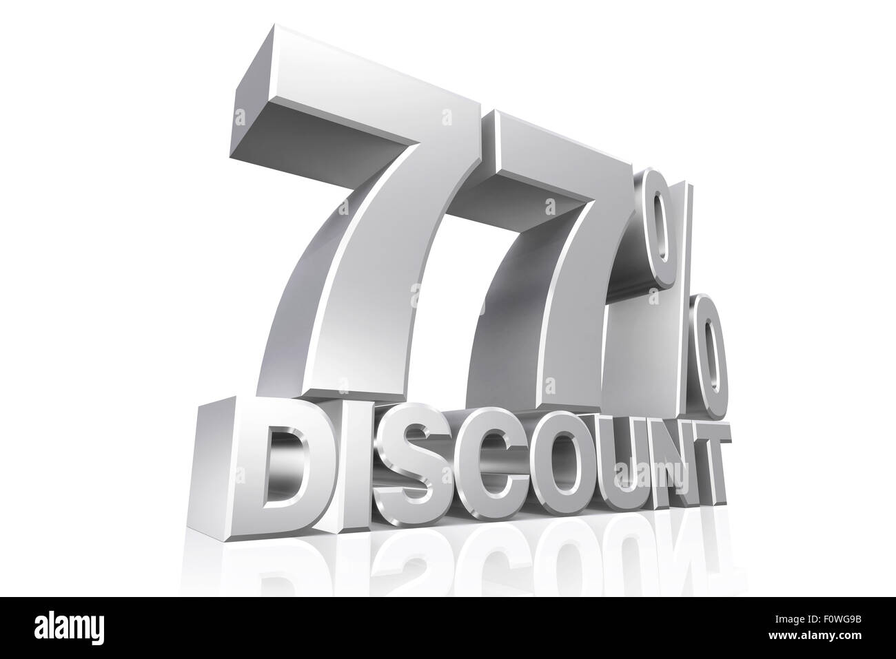 3D render silver text 77 percent discount on white background with ...