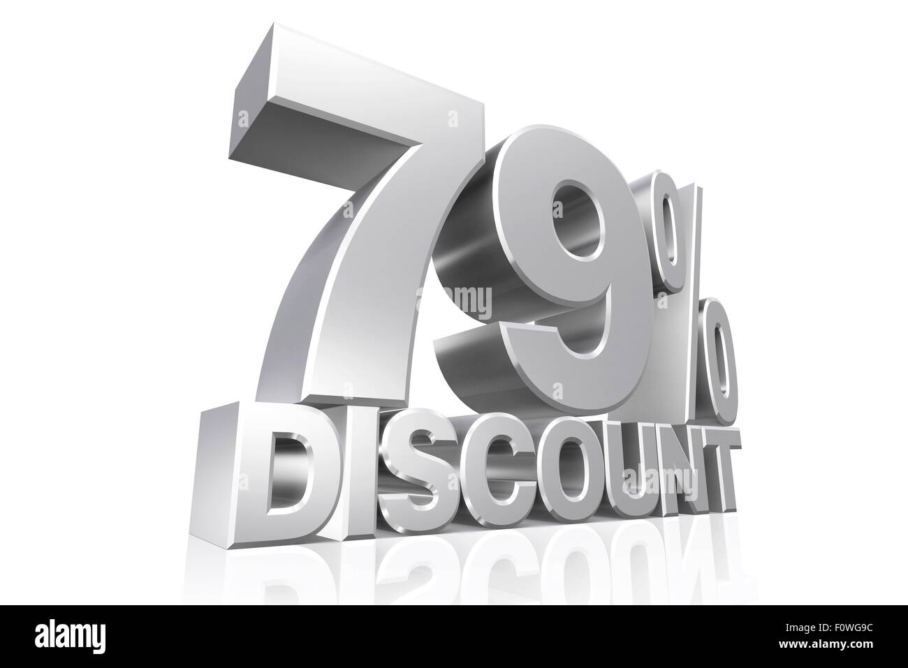 3D render silver text 79 percent discount on white background with ...