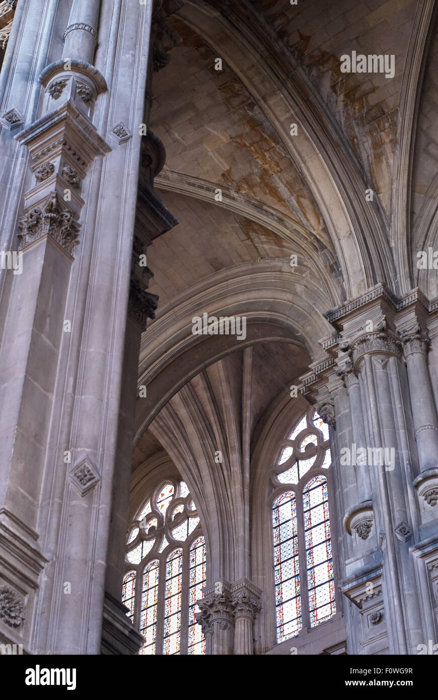 Columns and Window, Church of Saint Eustache, Paris, France Stock Photo ...
