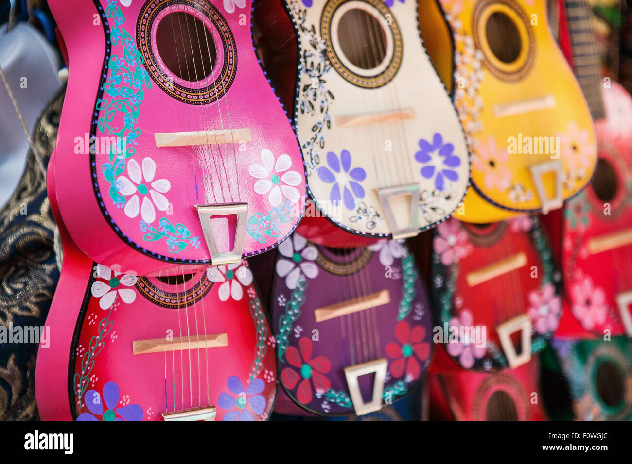 Background of colorful mexican guitars Stock Photo - Alamy