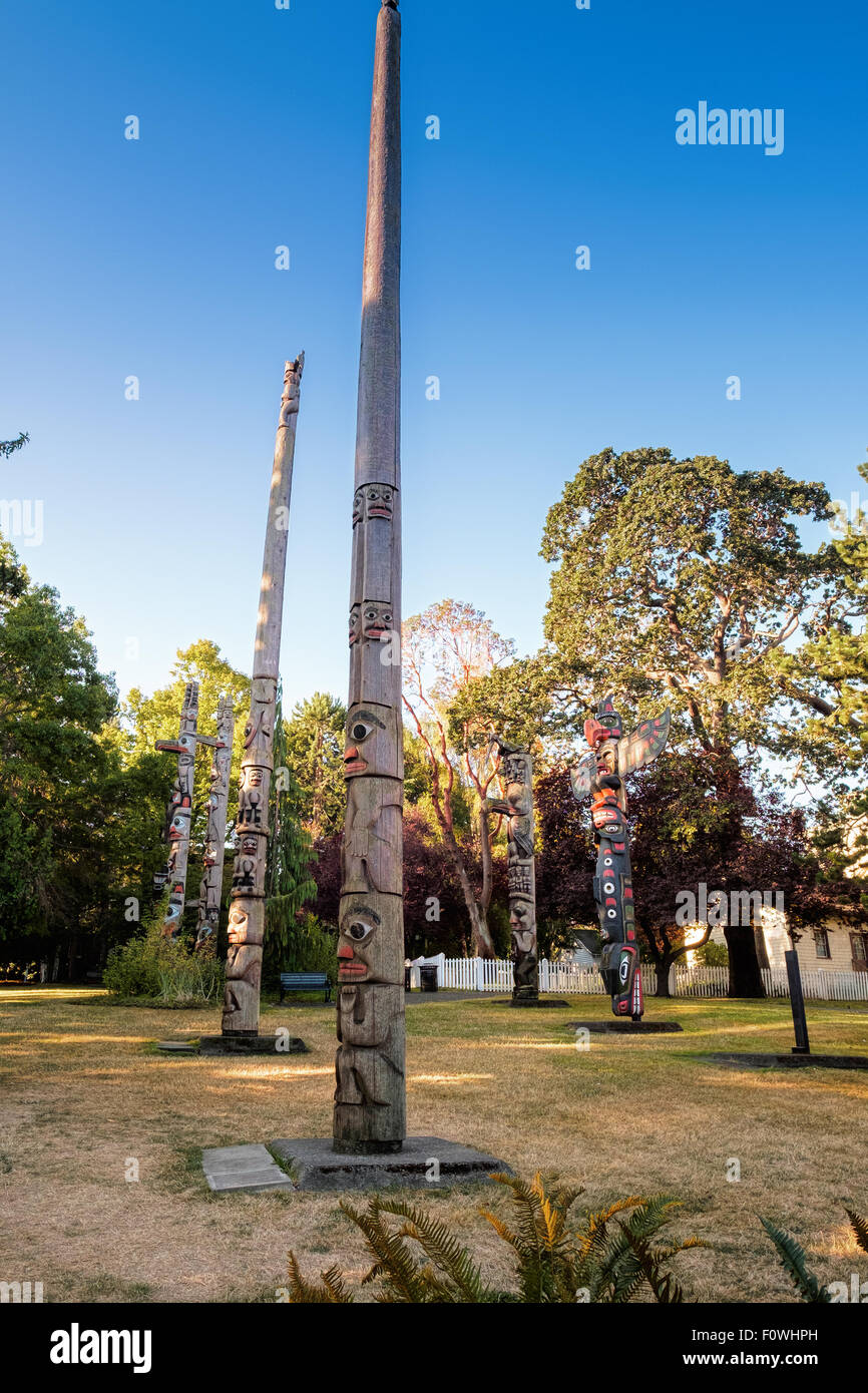 Native Indian totem poles, Victoria British Columbia, Canada Stock ...