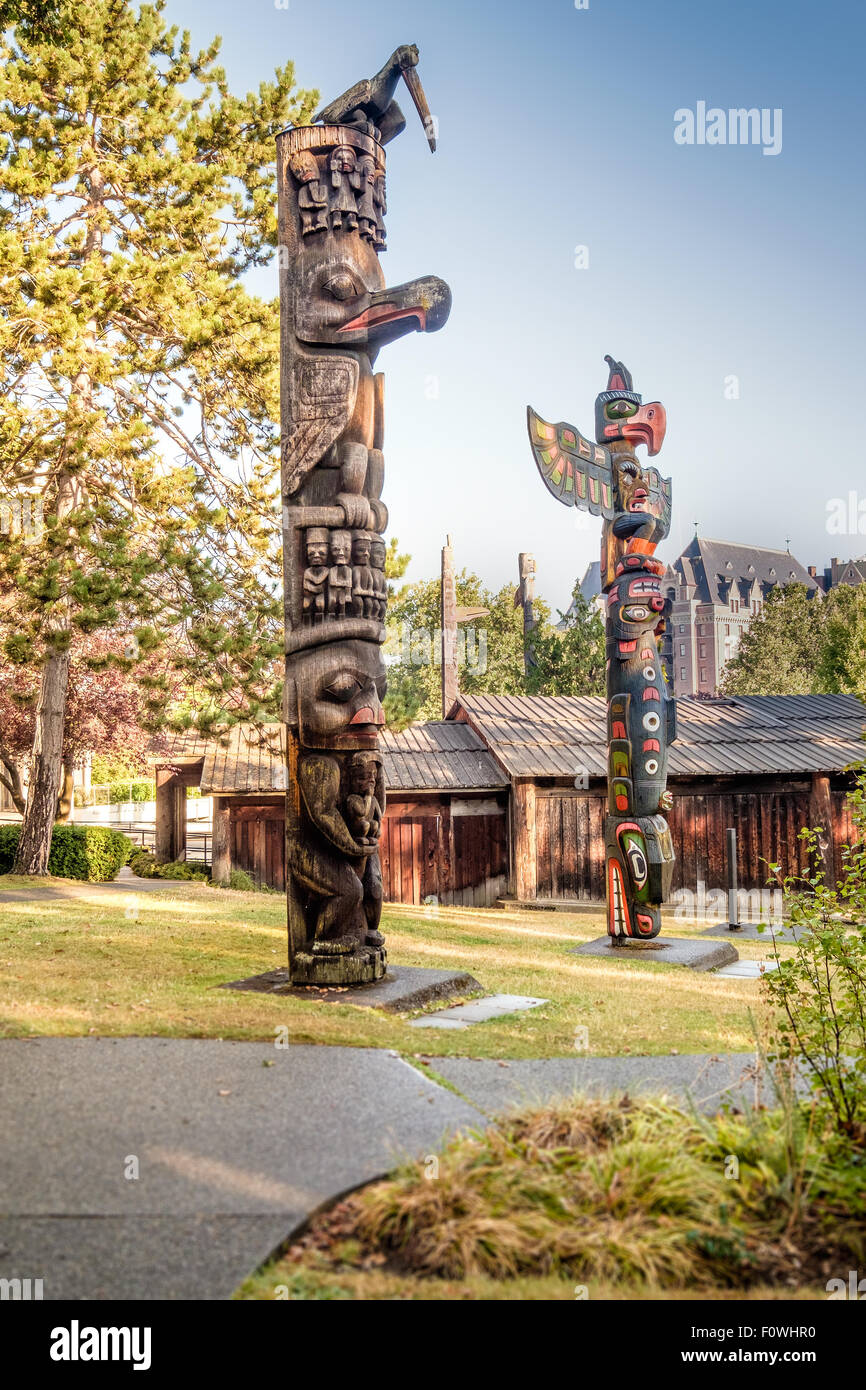 Native Indian totem pole, Victoria British Columbia, Canada Stock Photo ...