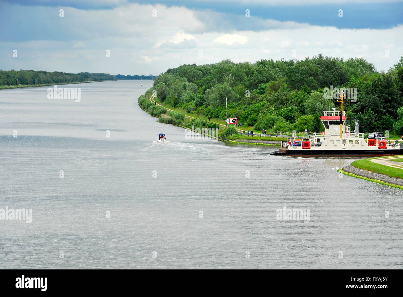 Ferry Boat on the Kiel Canal, a 61 mi long freshwater canal, in the ...