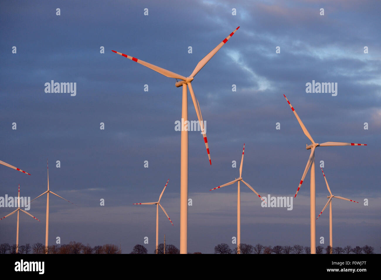 Wind turbines on a wind farm in Western Pomerania, Poland, February ...