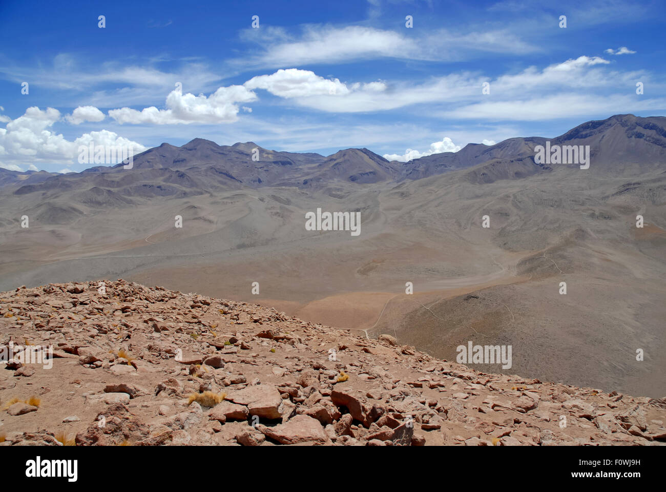 Volcanic landscape and high altitude desert in the Atacama Desert ...