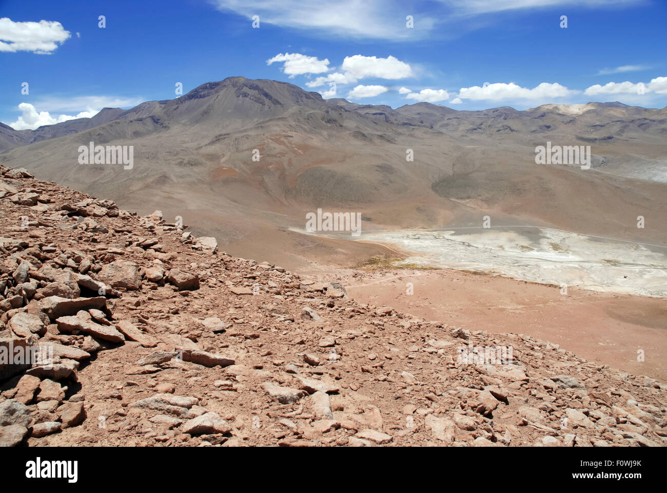 Volcanic landscape and high altitude desert in the Atacama Desert ...