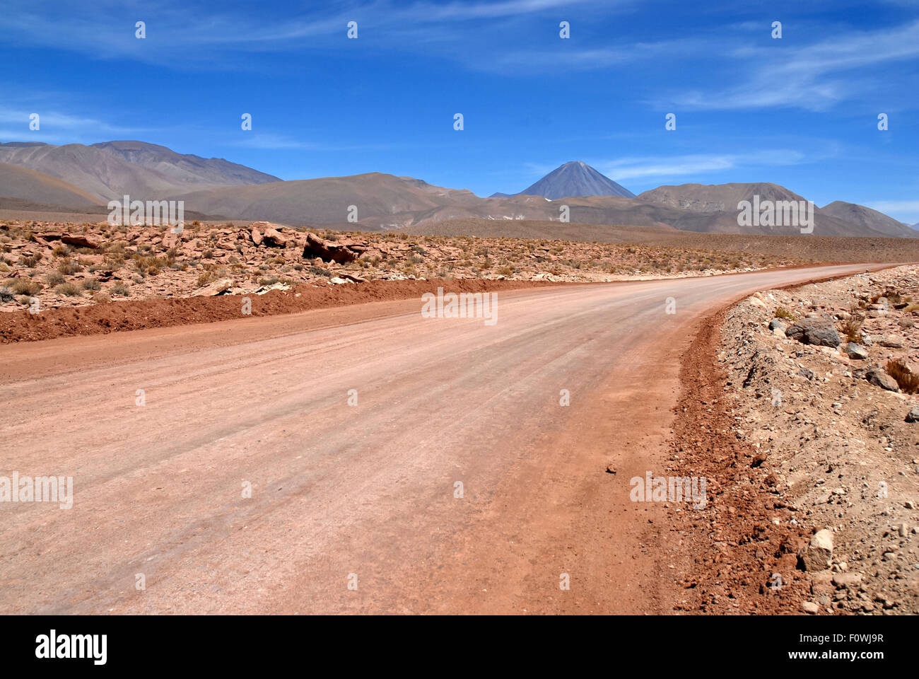 Volcanic landscape and high altitude desert in the Bolivian Altiplano ...
